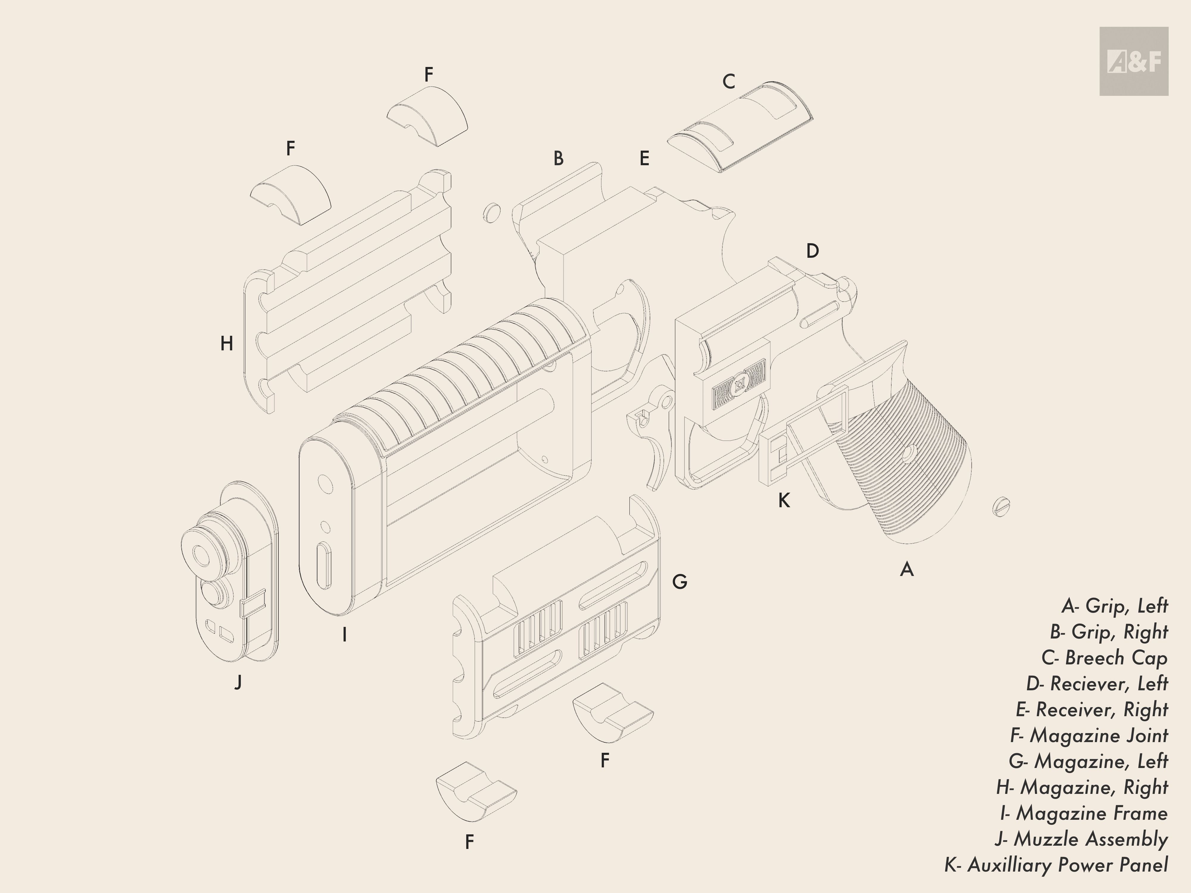 Cassian Andor Bryar Blaster Pistol free 3D model 3D printable | CGTrader