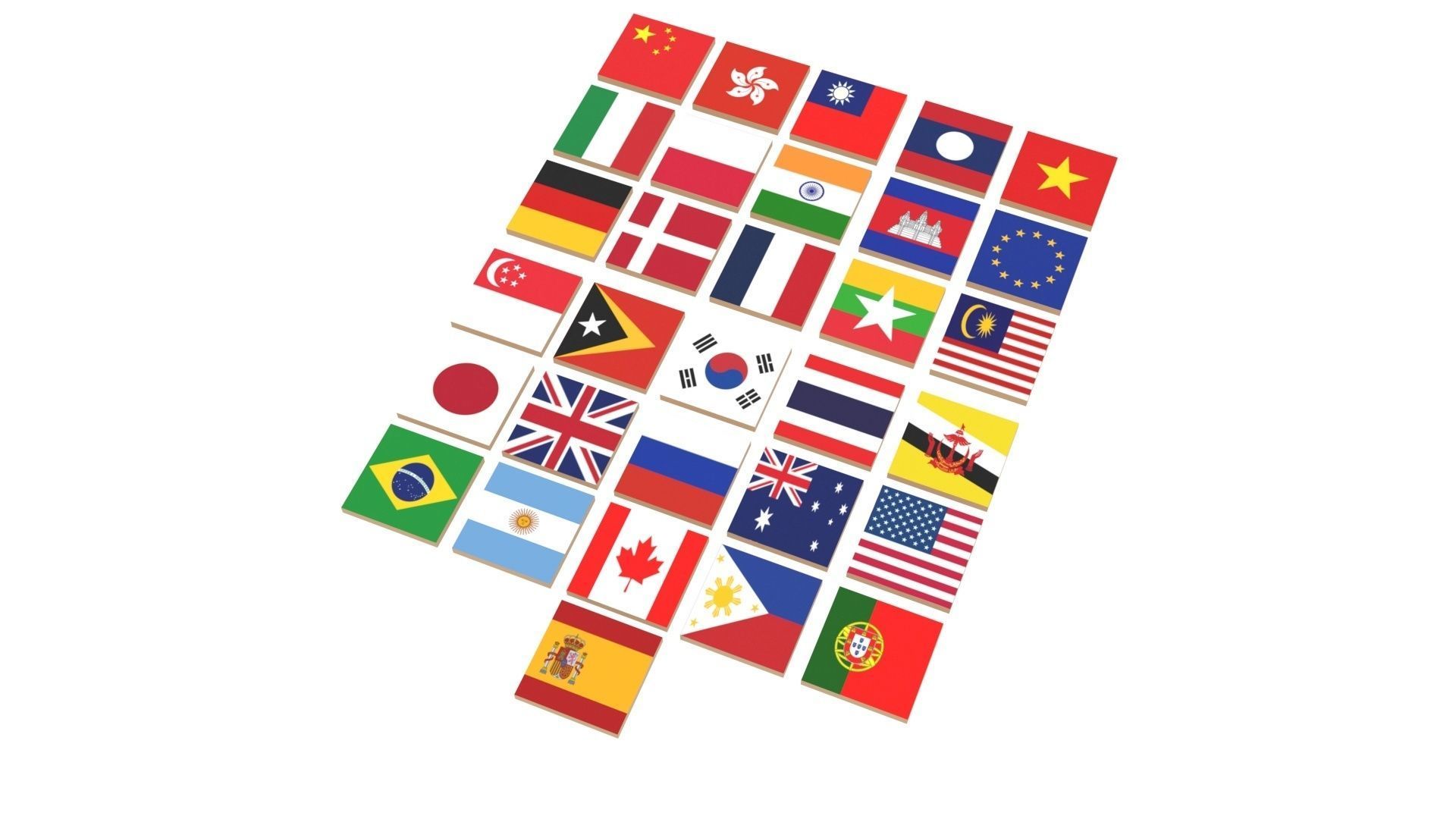 Flags Lego Tiles Set 3D model | CGTrader