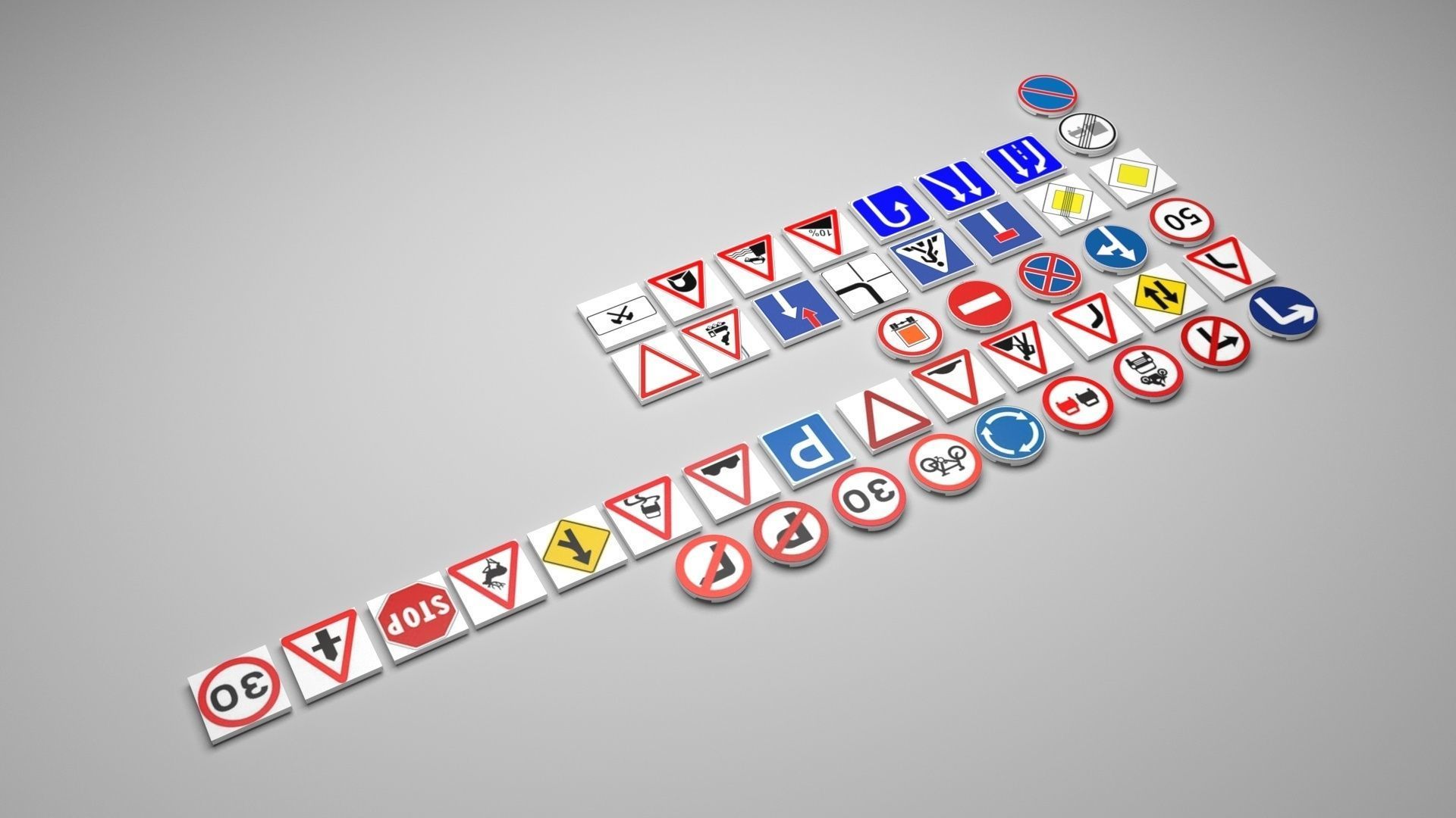 Lego Tiles With Road Sign Sticker 3D model | CGTrader