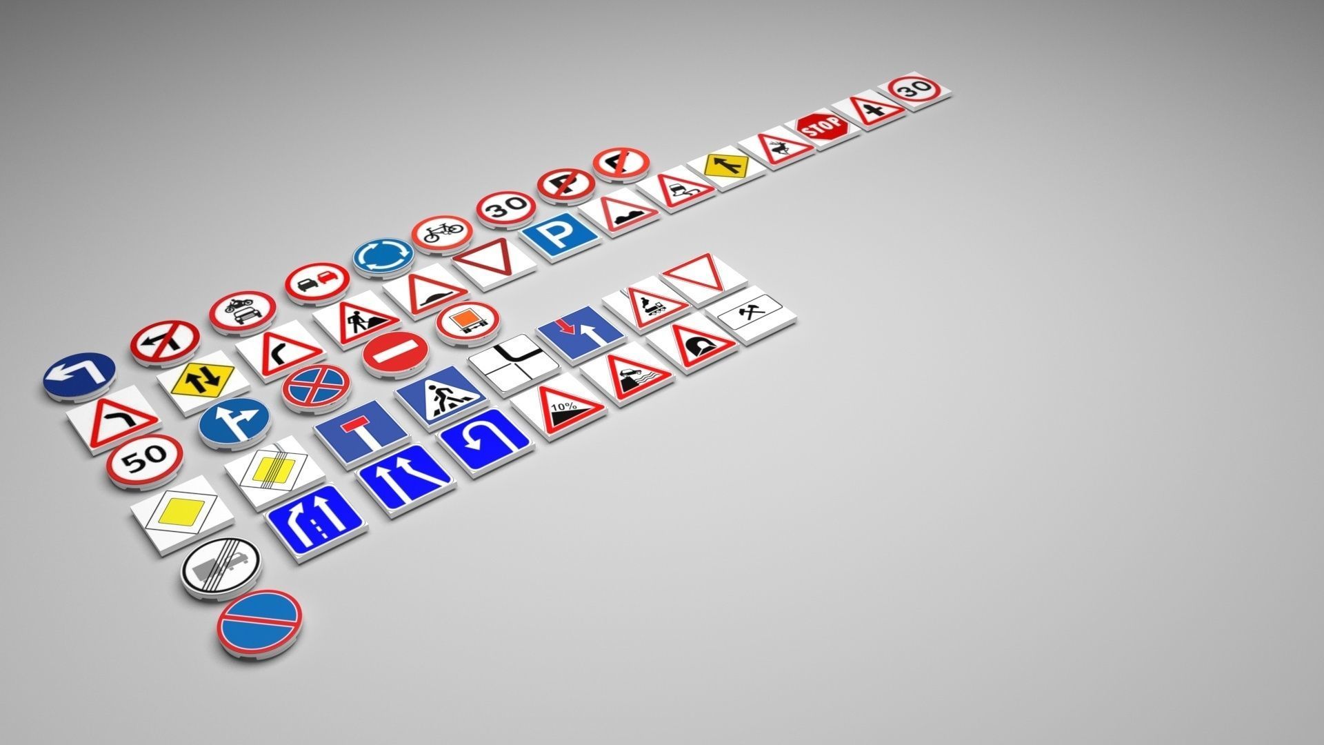 Lego Tiles With Road Sign Sticker 3D model | CGTrader