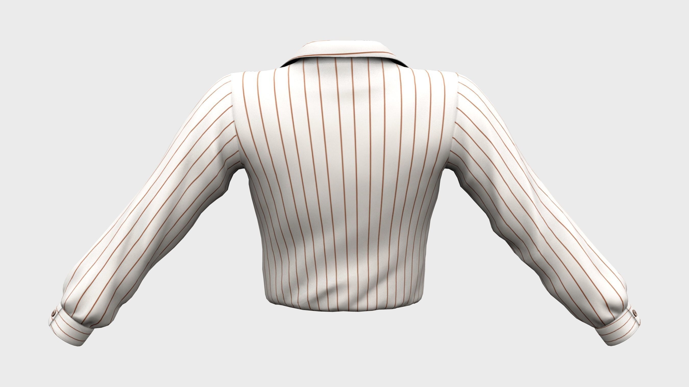 3D model Flaring Collar Long Sleeve Tucked In Striped Formal Shirt VR ...