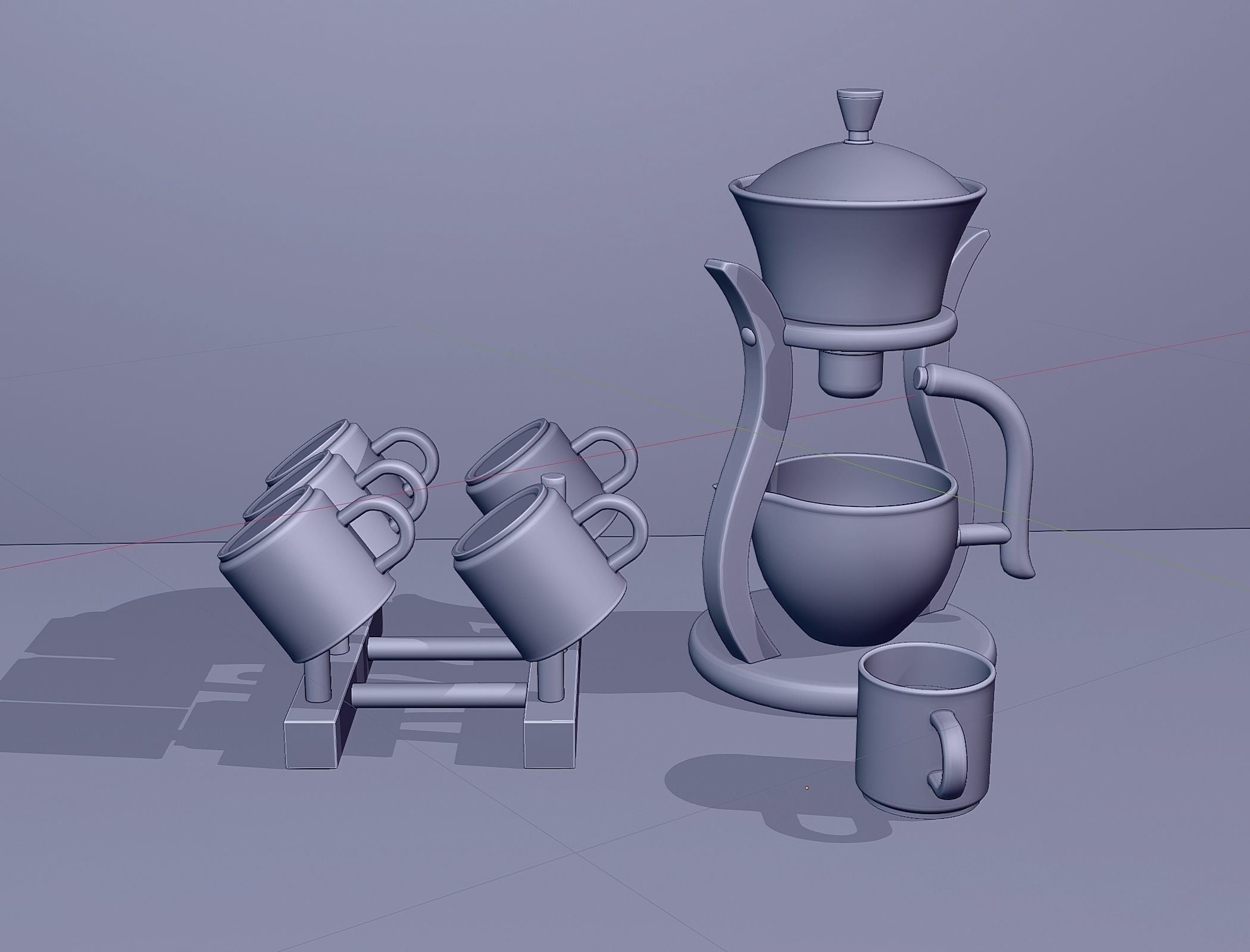 Tea set with magnetic mechanism 3D model | CGTrader