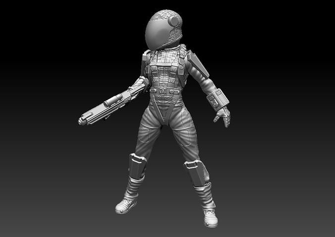Astrogirl with closed helmet 3D model 3D printable | CGTrader