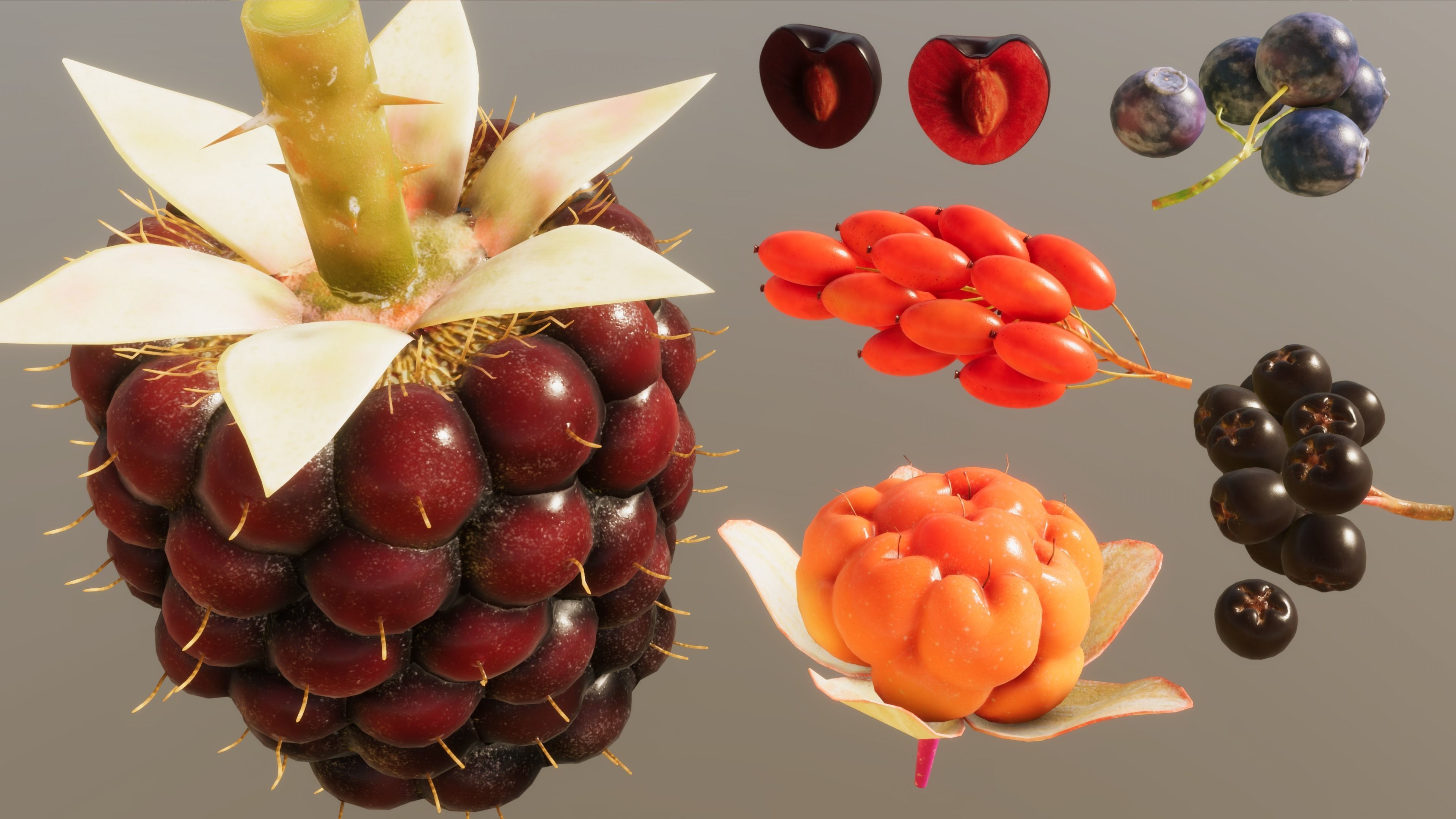 3D model Berries and Cherries VR / AR / low-poly | CGTrader
