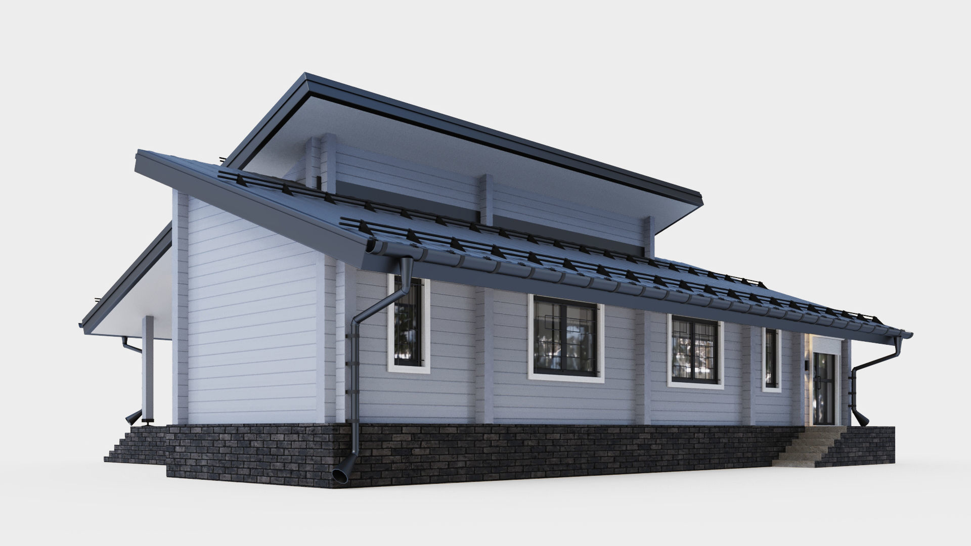 Glued beam house 3D model | CGTrader