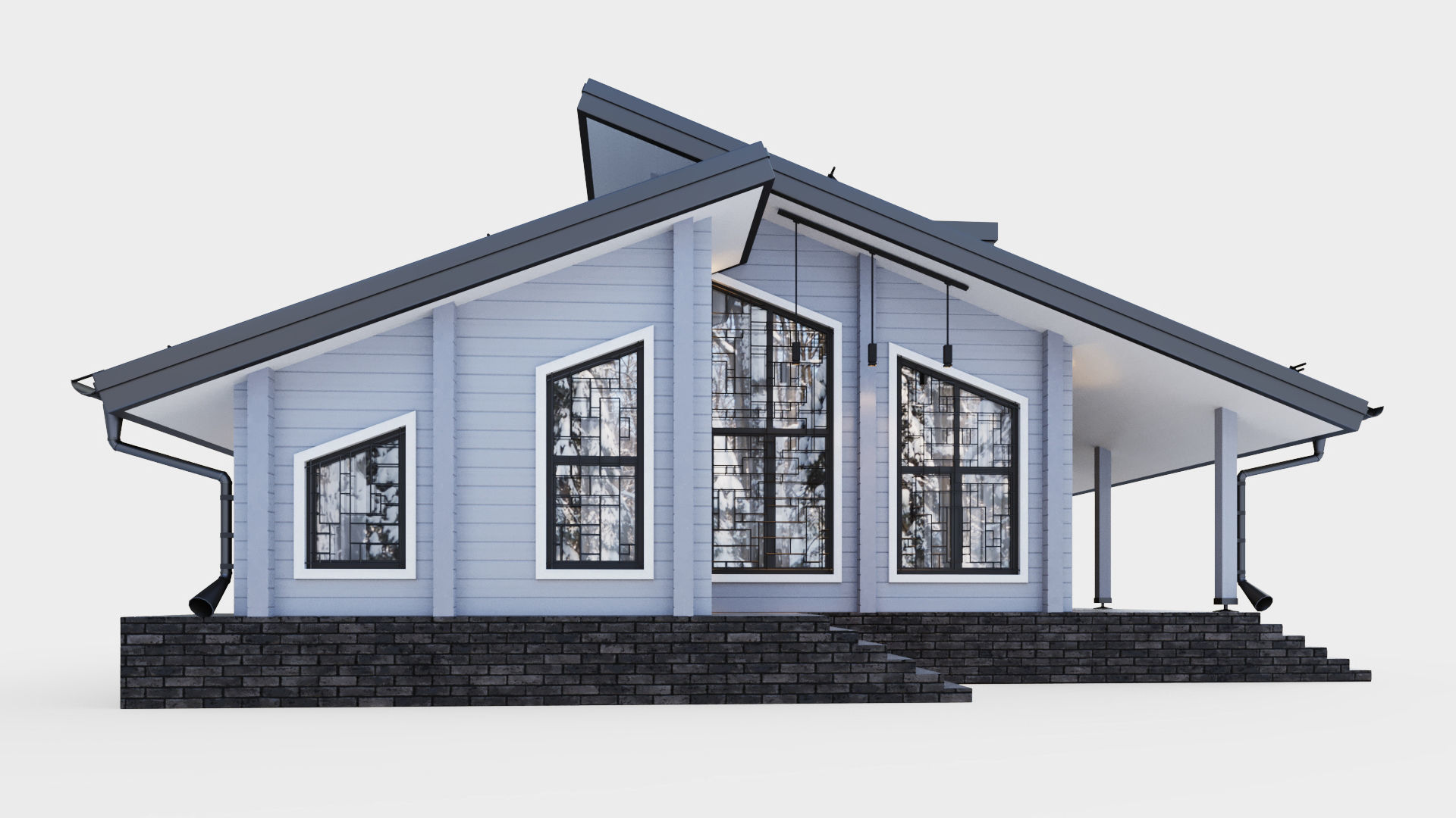 Glued beam house 3D model | CGTrader