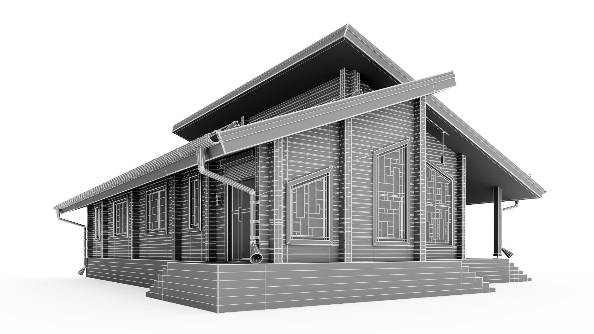 Glued beam house 3D model | CGTrader