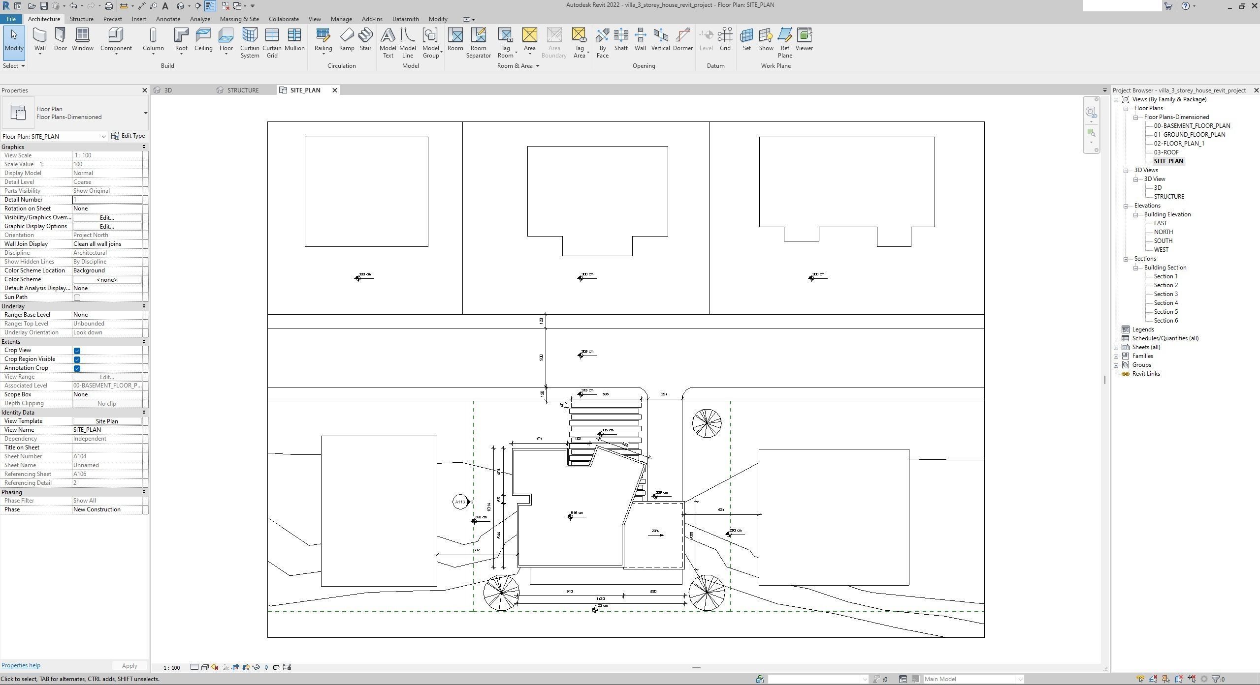 House Villa 3-Storey Revit Project 3D model animated | CGTrader