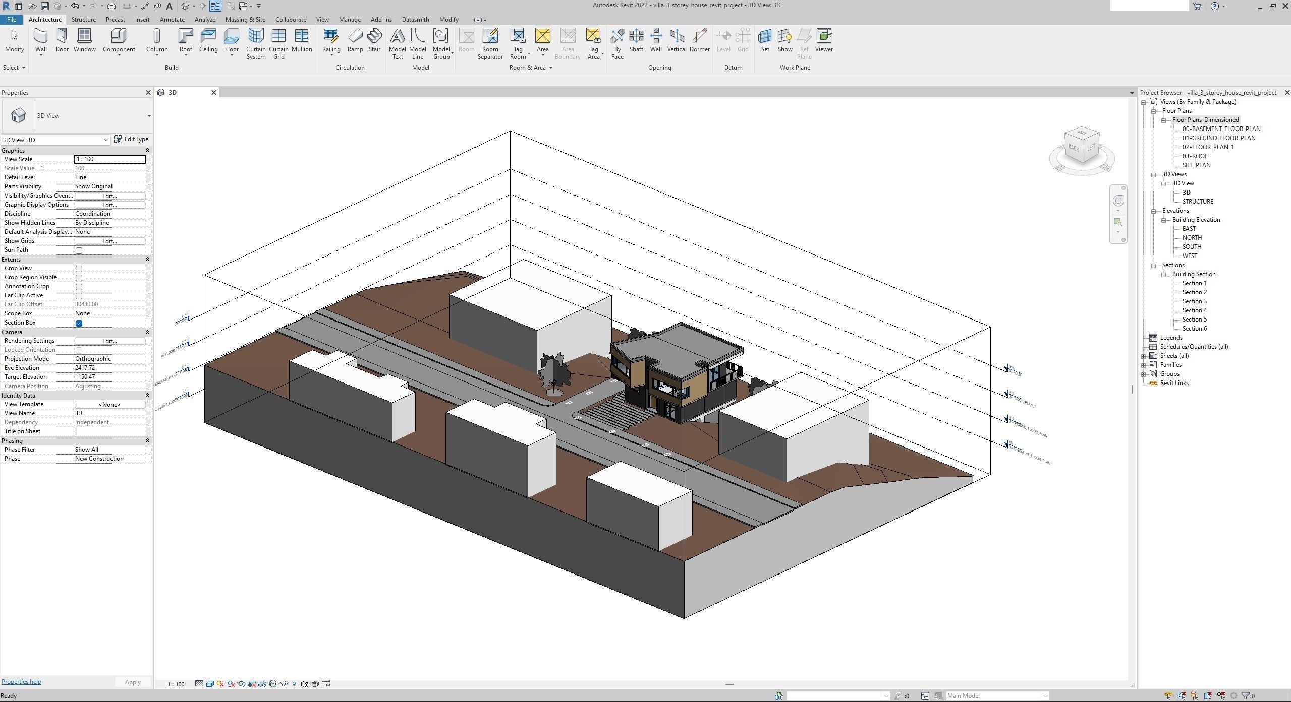 House Villa 3-Storey Revit Project 3D model animated | CGTrader