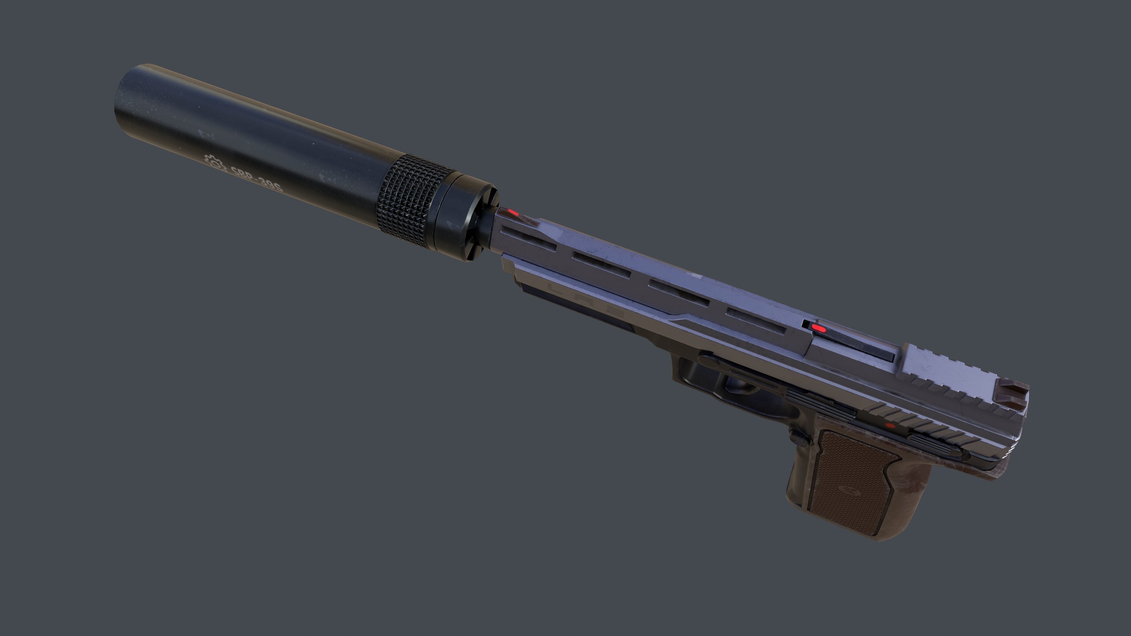 3D model Pistol LR2 with Silencer and Holster VR / AR / low-poly | CGTrader