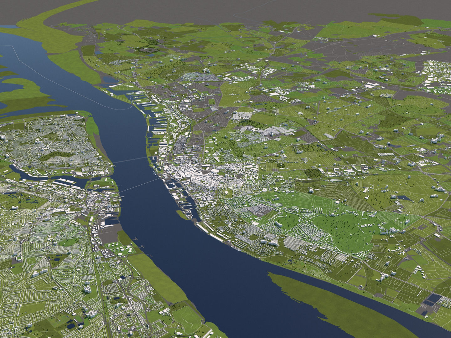 Liverpool 50x50km 3D City Map 3D model | CGTrader