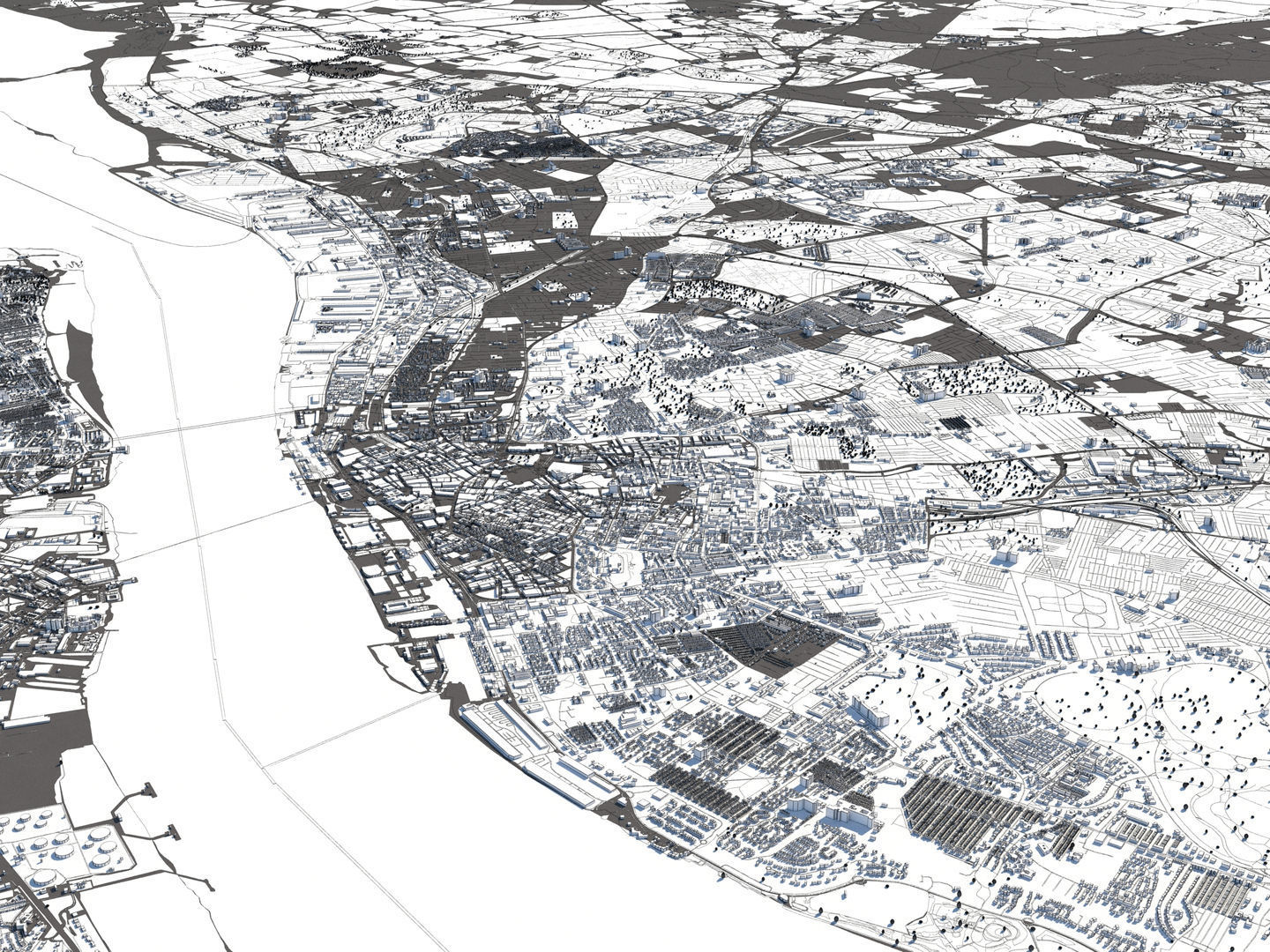 Liverpool 50x50km 3D City Map 3D model | CGTrader