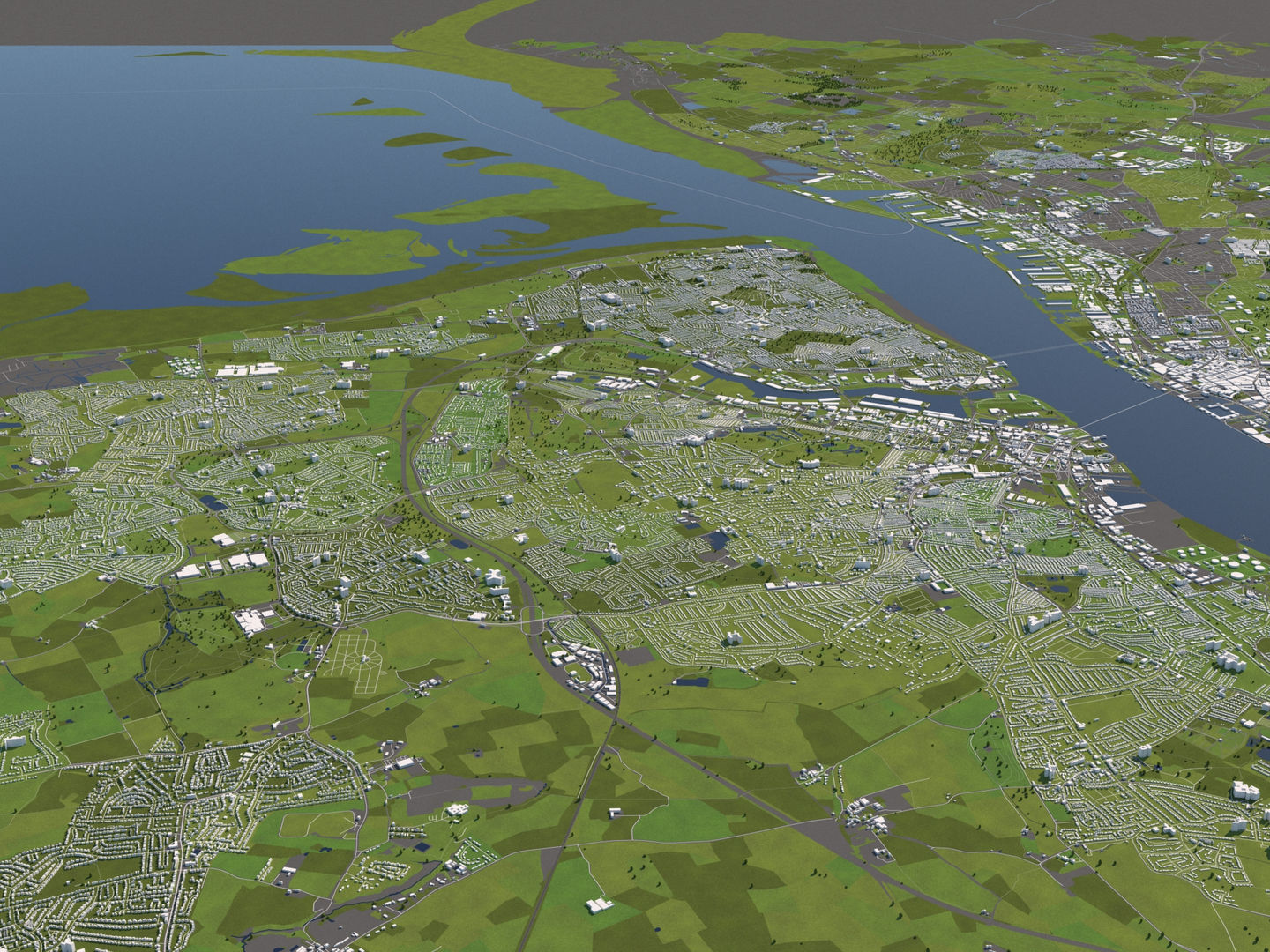 Liverpool 50x50km 3D City Map 3D model | CGTrader