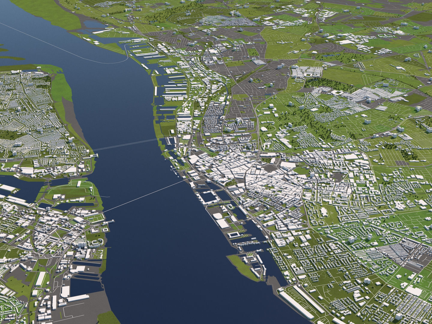 Liverpool 50x50km 3D City Map 3D model | CGTrader