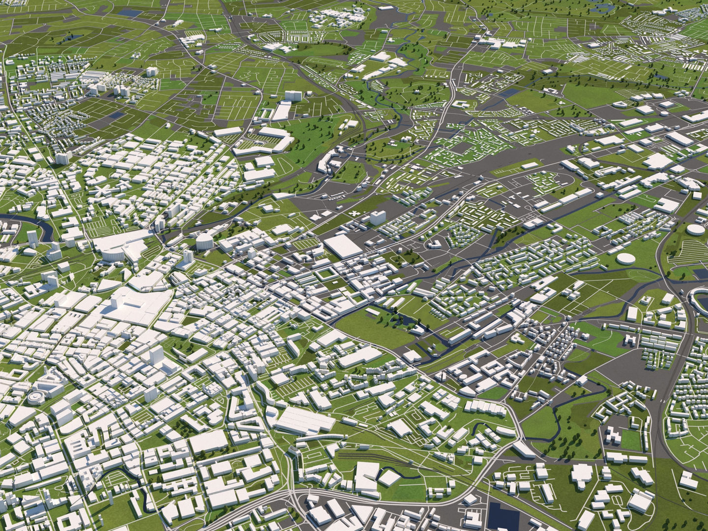 Manchester 50x50km 3D City Map 3D model | CGTrader