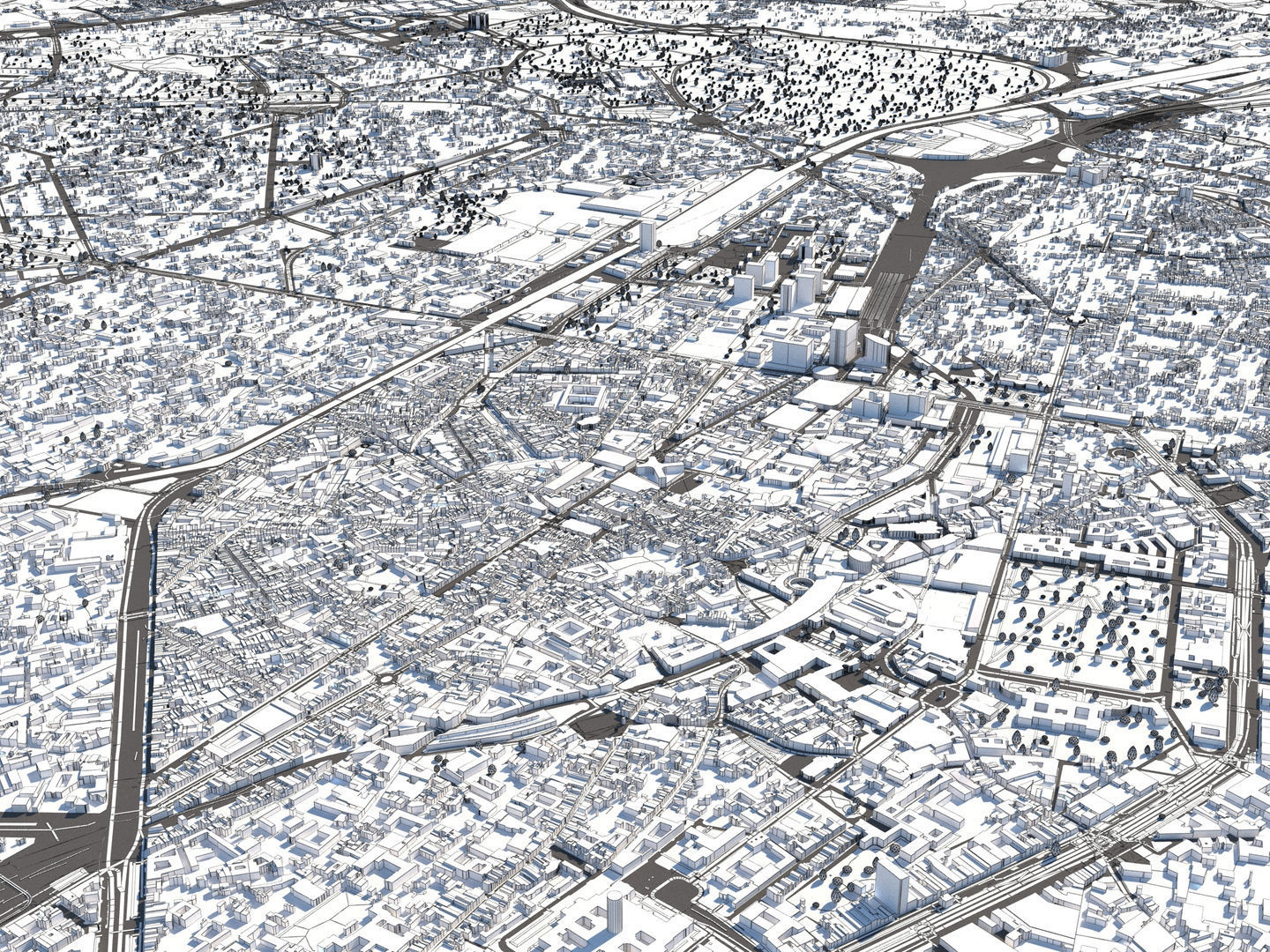 Brussels 50x50km City Map Model 3D model | CGTrader