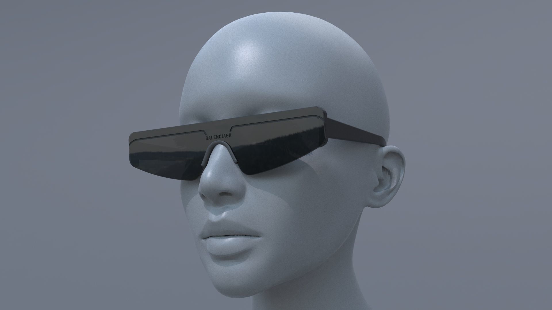 Balenciaga ski rectangle sun glasses 3D model | CGTrader