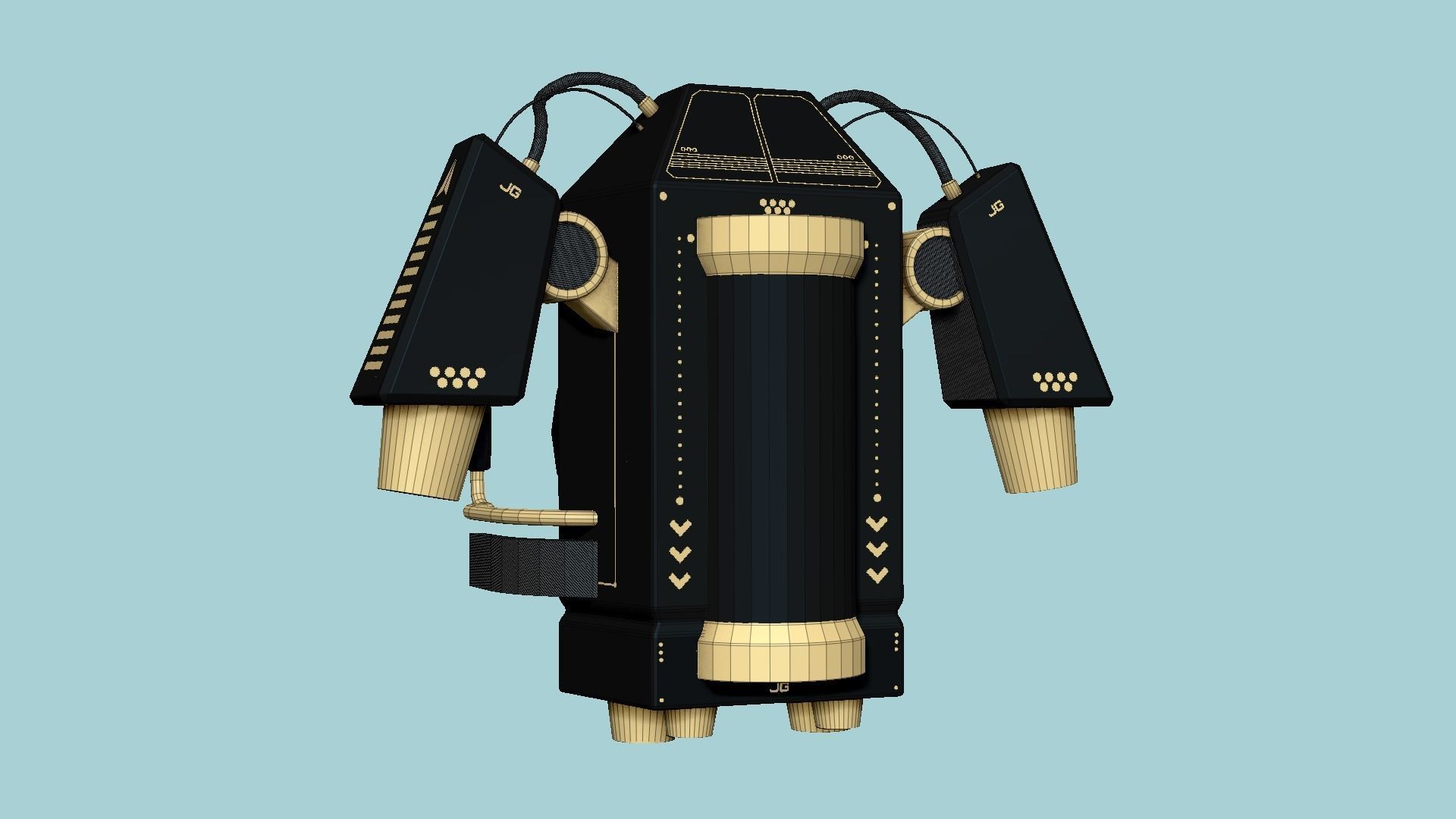 3D model Jetpack G02 Black Golden - SciFi Character Design VR / AR ...