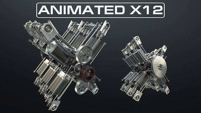 X12 Engine Working Animated 3D model animated rigged | CGTrader