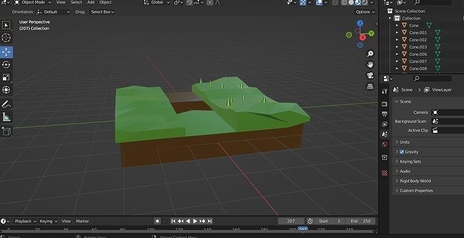 3D model LOWPOLY OCEAN island with trees and river VR / AR / low-poly ...