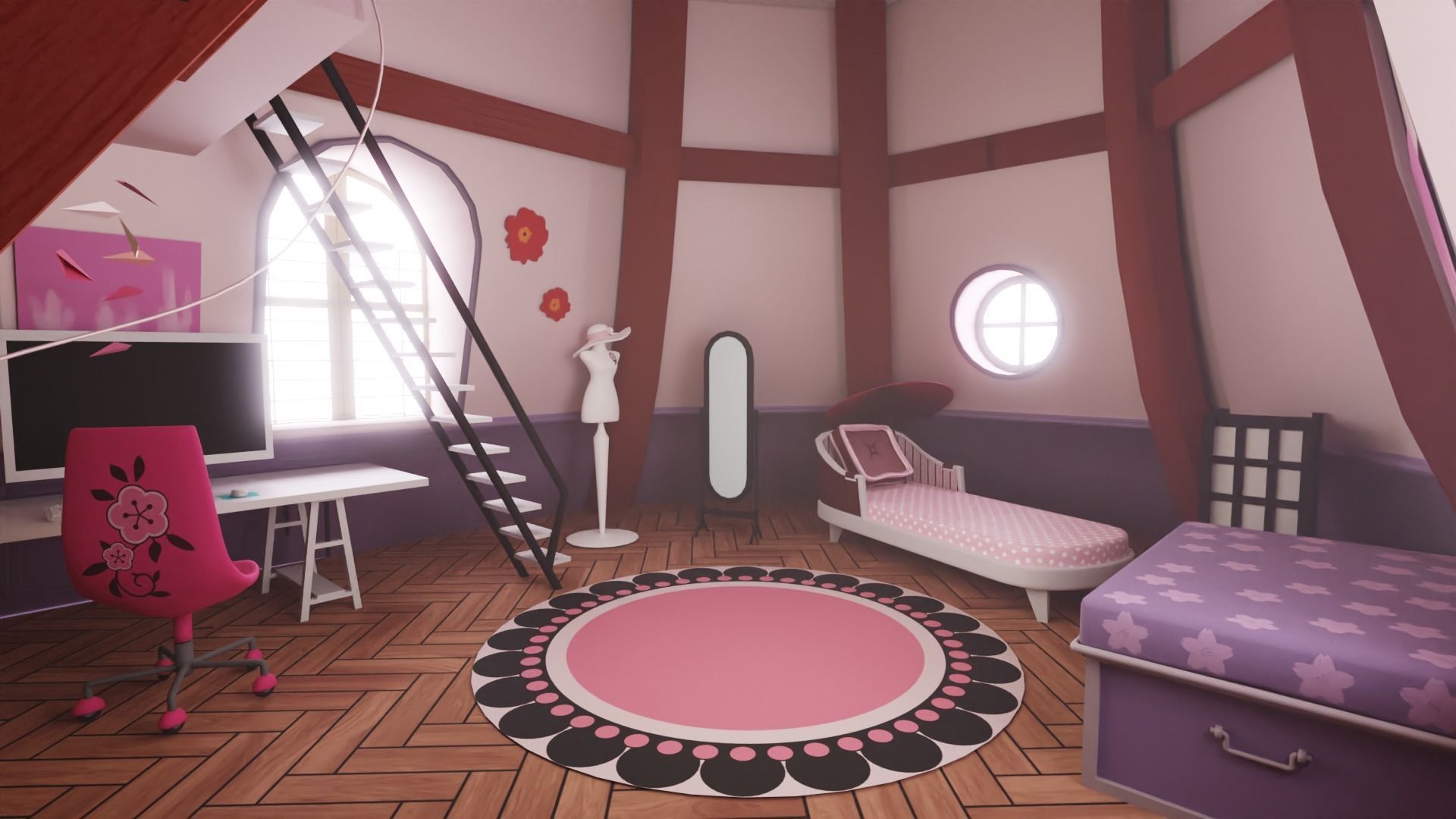 3D model Miraculous Ladybug Marinette Room VR / AR / low-poly | CGTrader