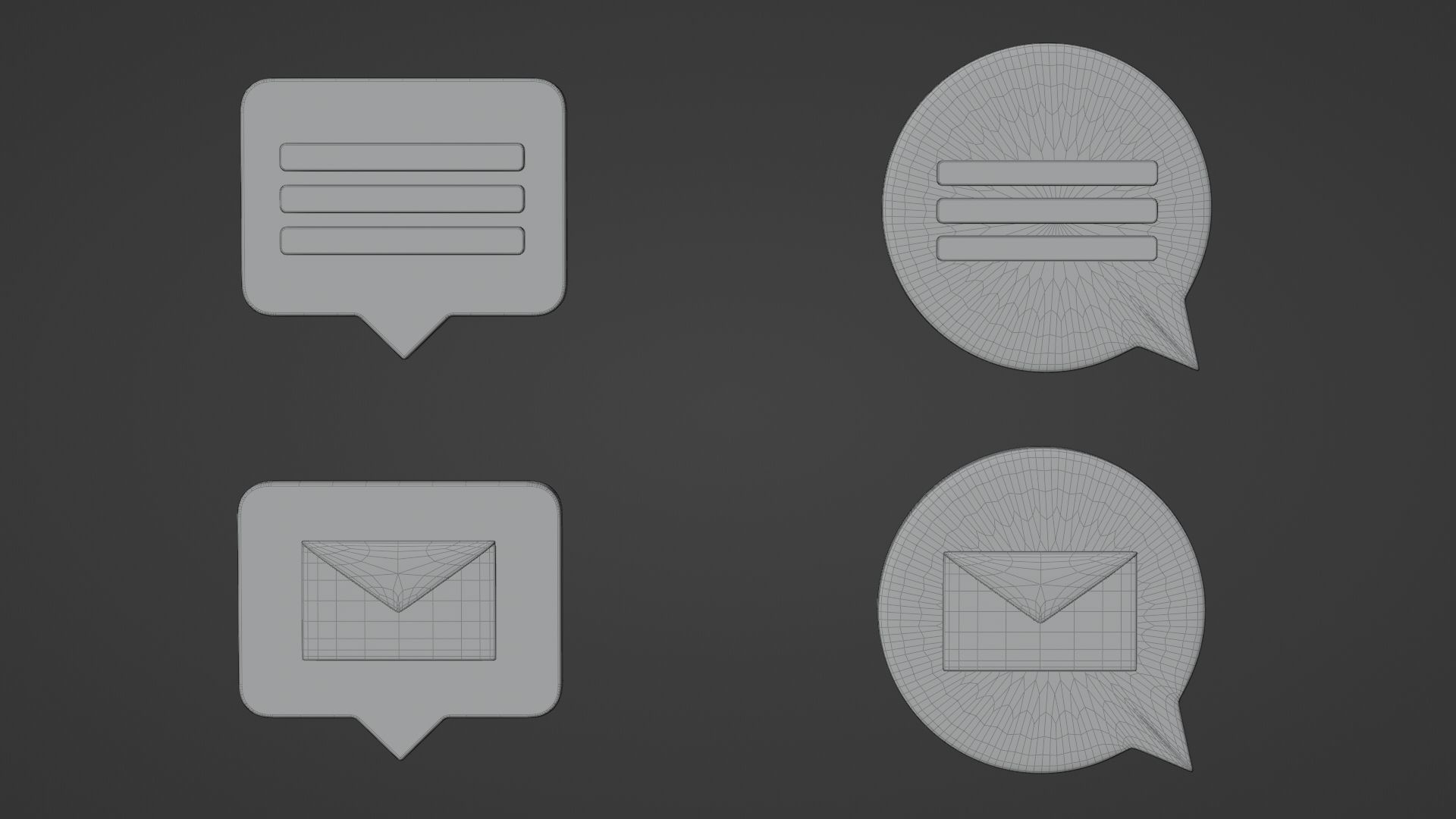 Bubble Notification Icon Set 3D model | CGTrader