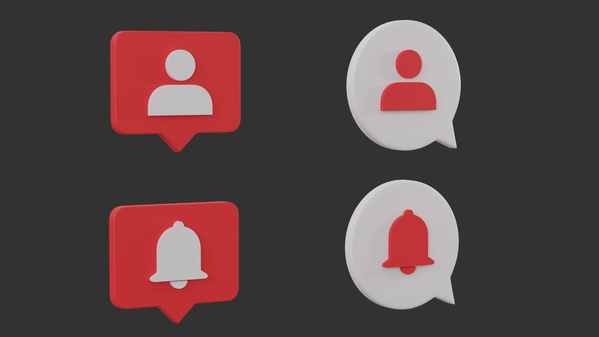 Bubble Notification Icon Set 3D model | CGTrader