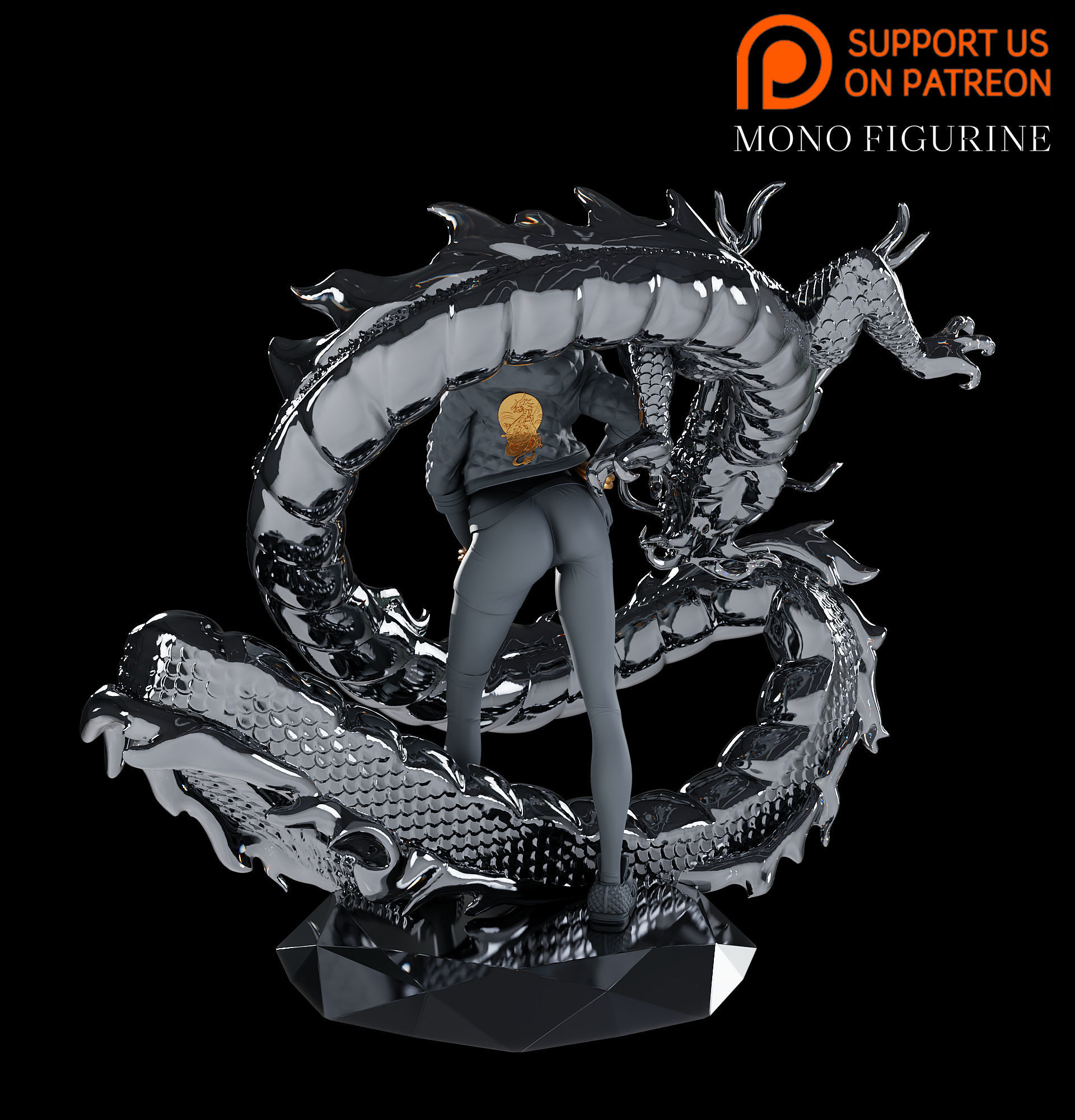 KDA Akali with graffiti dragon 3D model 3D printable | CGTrader