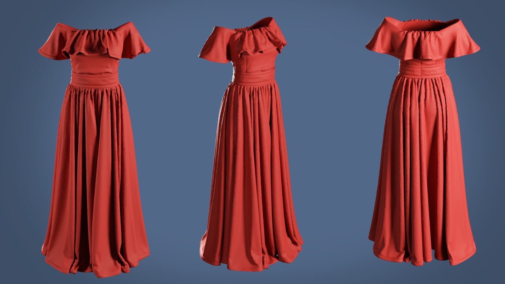 Dress with ruffles 3D model | CGTrader