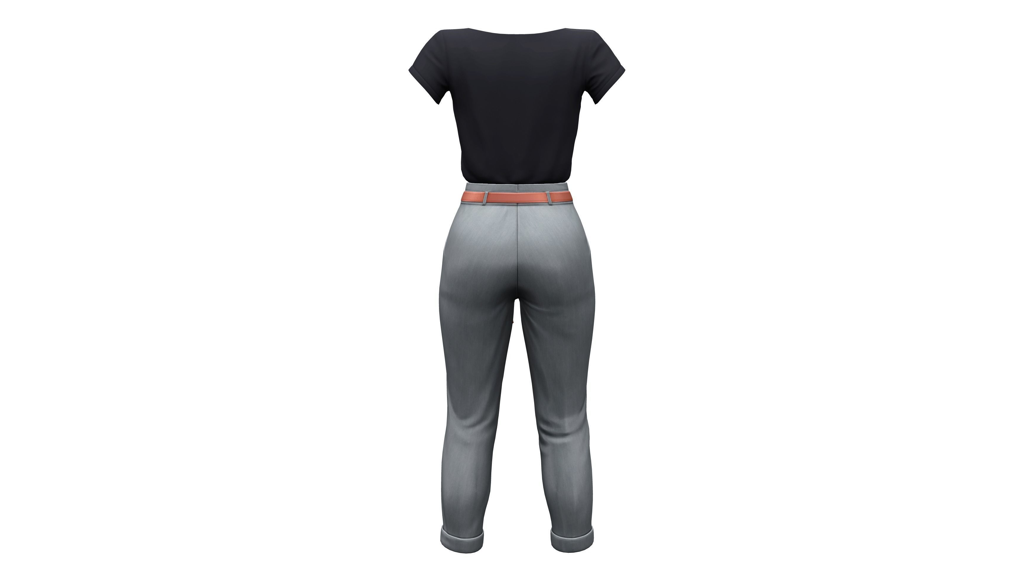 3D model Black Top Gray Pants Elegant Casual Outfit VR / AR / low-poly ...