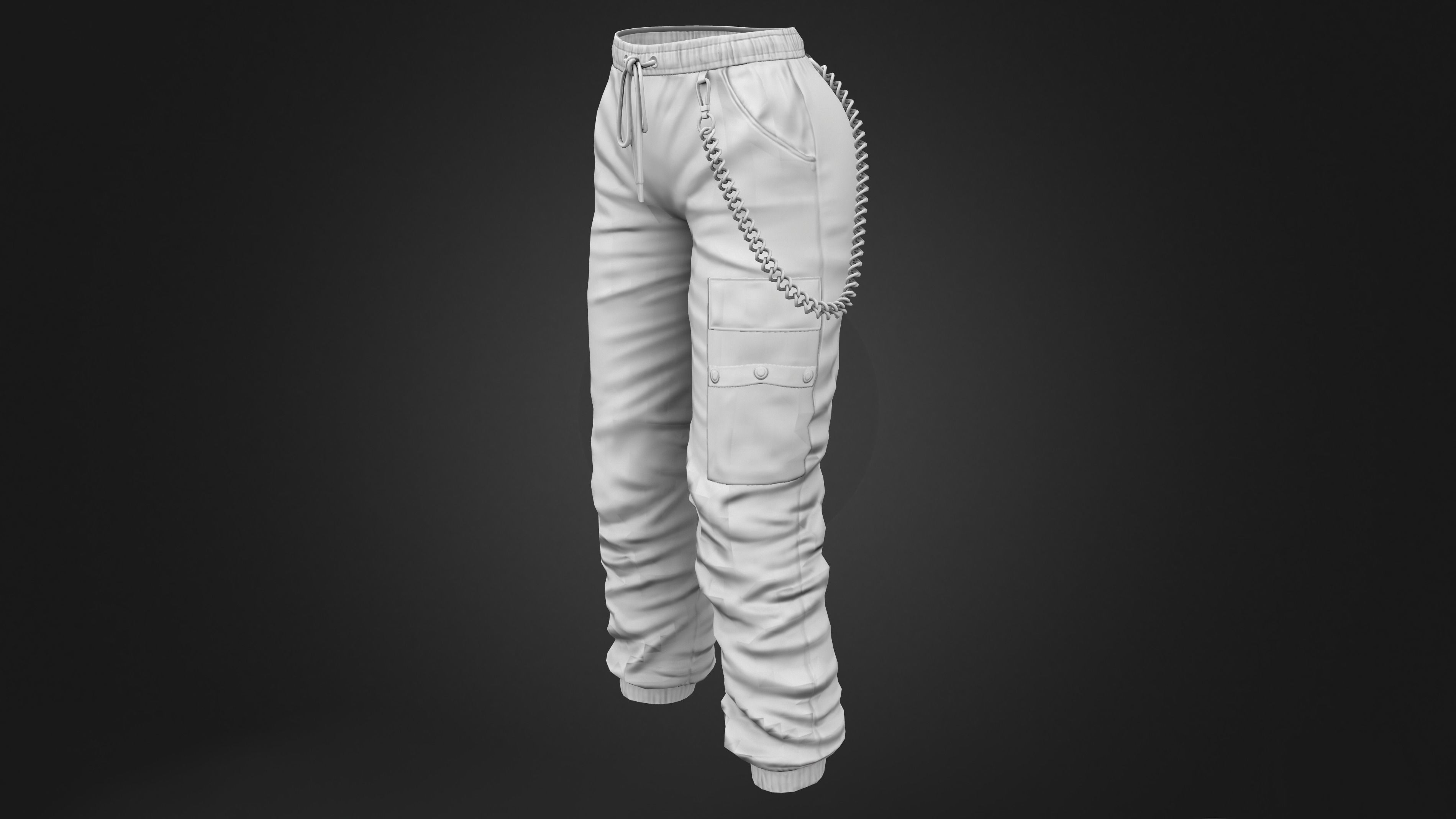 3D model Black Cargo Pants With Chains VR / AR / low-poly | CGTrader