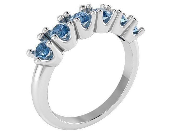 Blue 6-Stone Diamond ring 2514 3D print model 3D model 3D printable ...