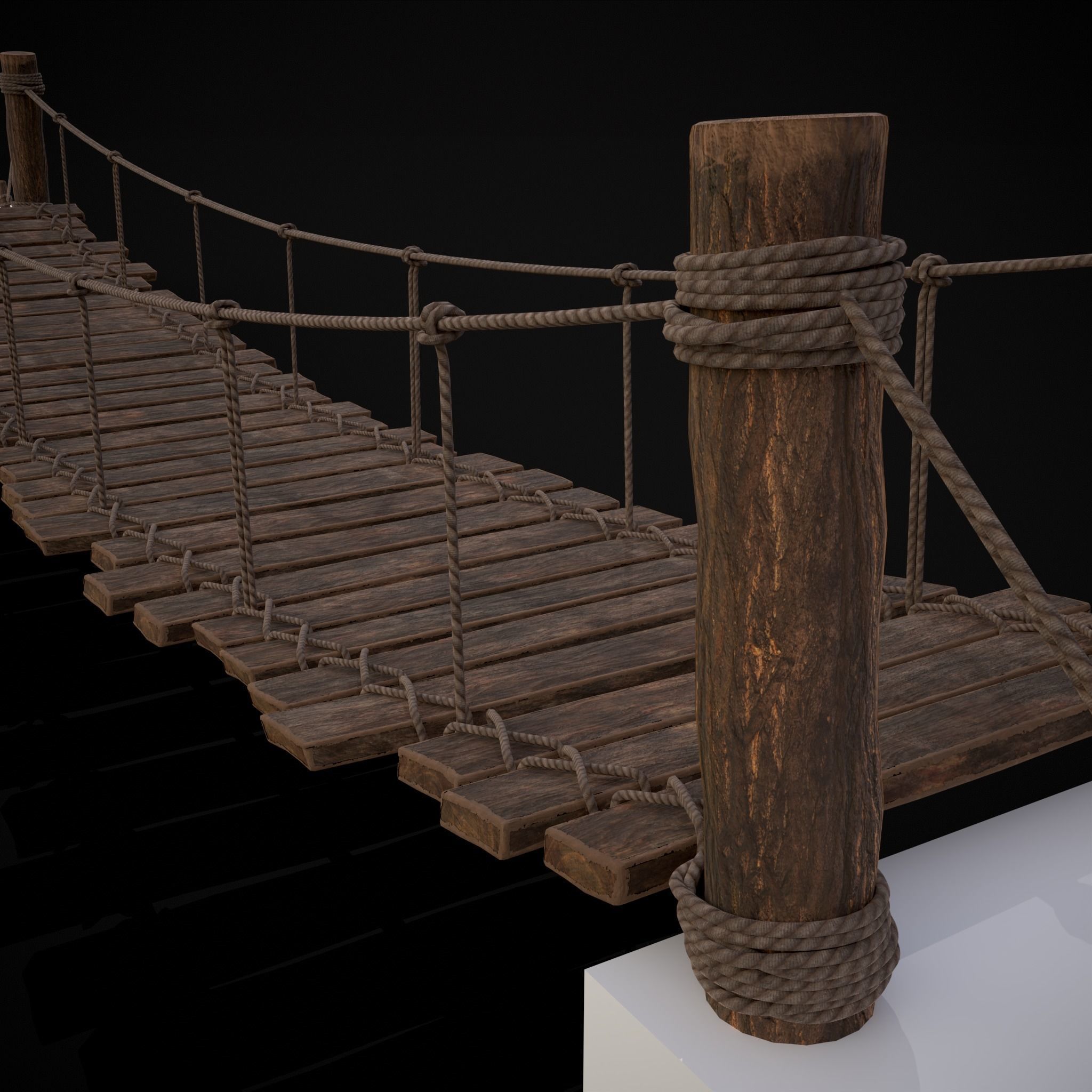 3D model Rustic Wooden Rope Bridge VR / AR / low-poly | CGTrader