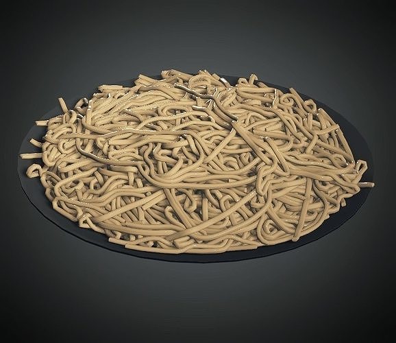 Noodles pile of on plate free 3D model | CGTrader