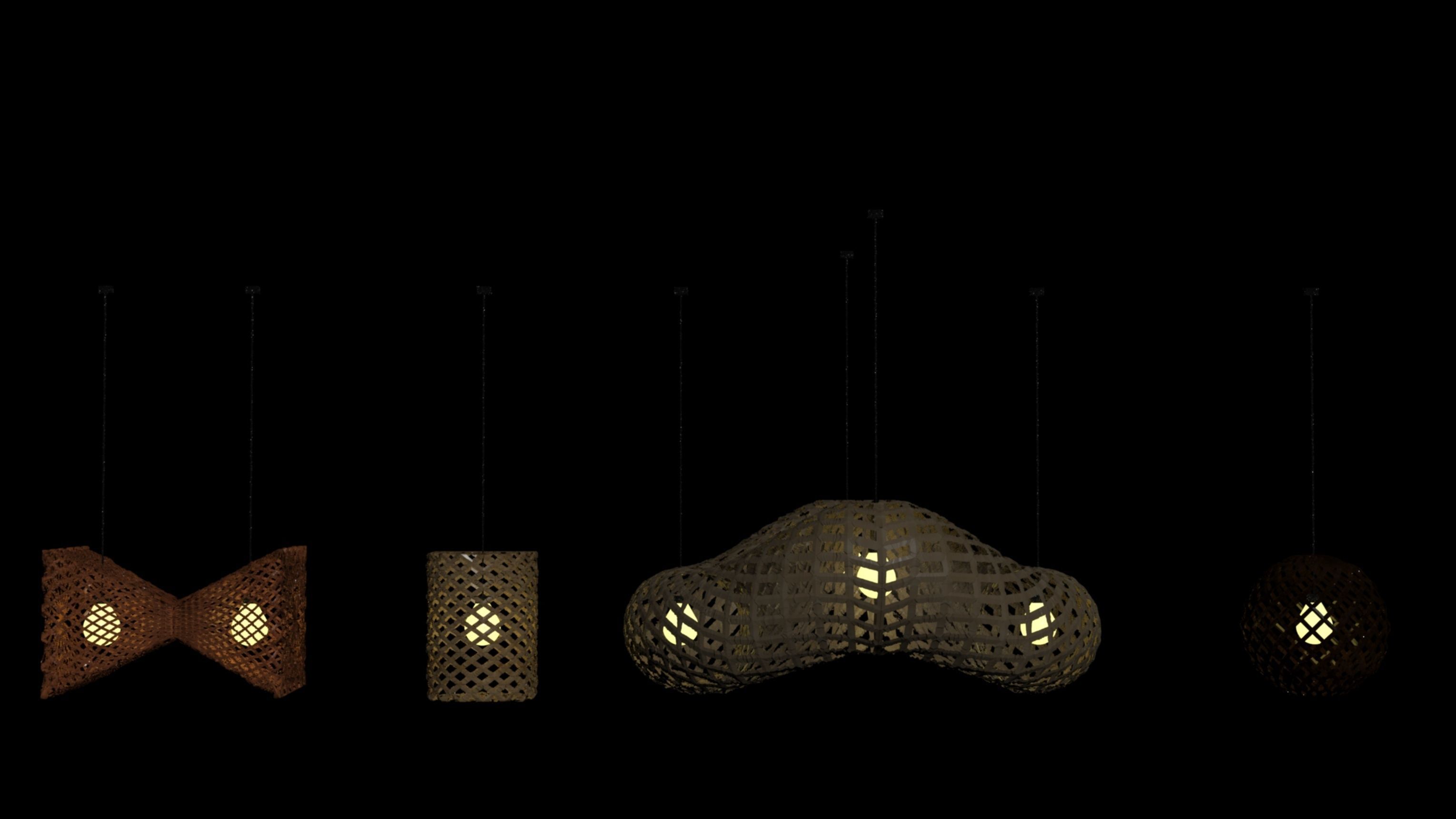 3D model 3D MODEL OF A DECORATIVE PARAMETRIC RATTAN CEILING CHANDELIER ...