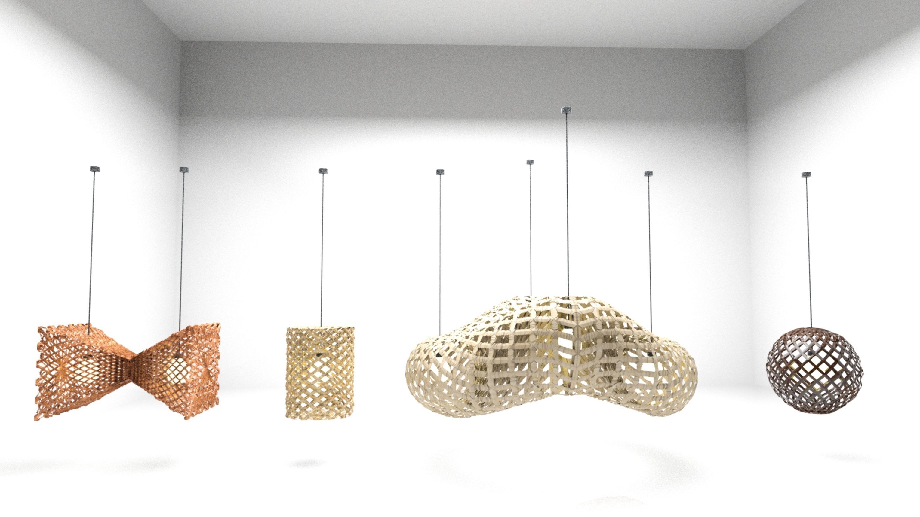 3D model 3D MODEL OF A DECORATIVE PARAMETRIC RATTAN CEILING CHANDELIER ...