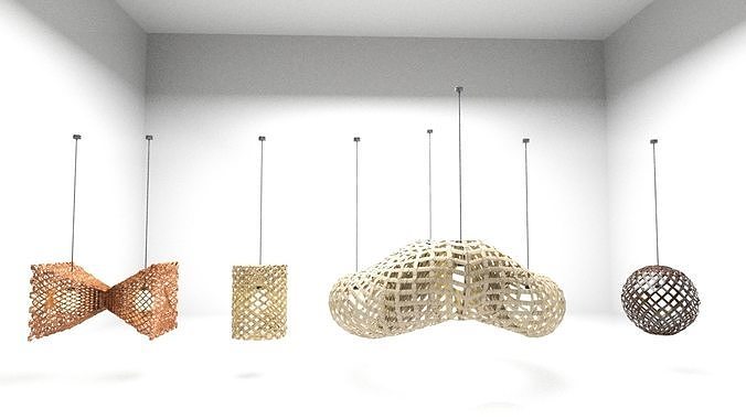 3D model 3D MODEL OF A DECORATIVE PARAMETRIC RATTAN CEILING CHANDELIER ...