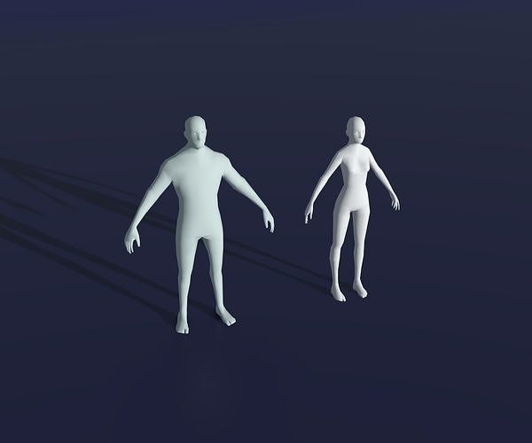 3D model Male Female Body Base Mesh 28 Animations 3D Model 1k Polygons VR / AR / low-poly rigged ...