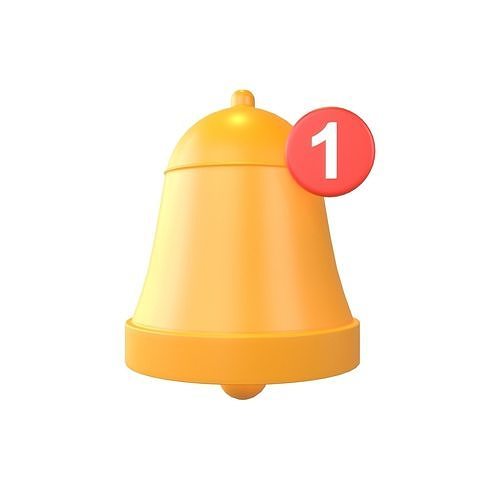 3D model Notification Bell with Reminder Number v1 001 VR / AR / low ...