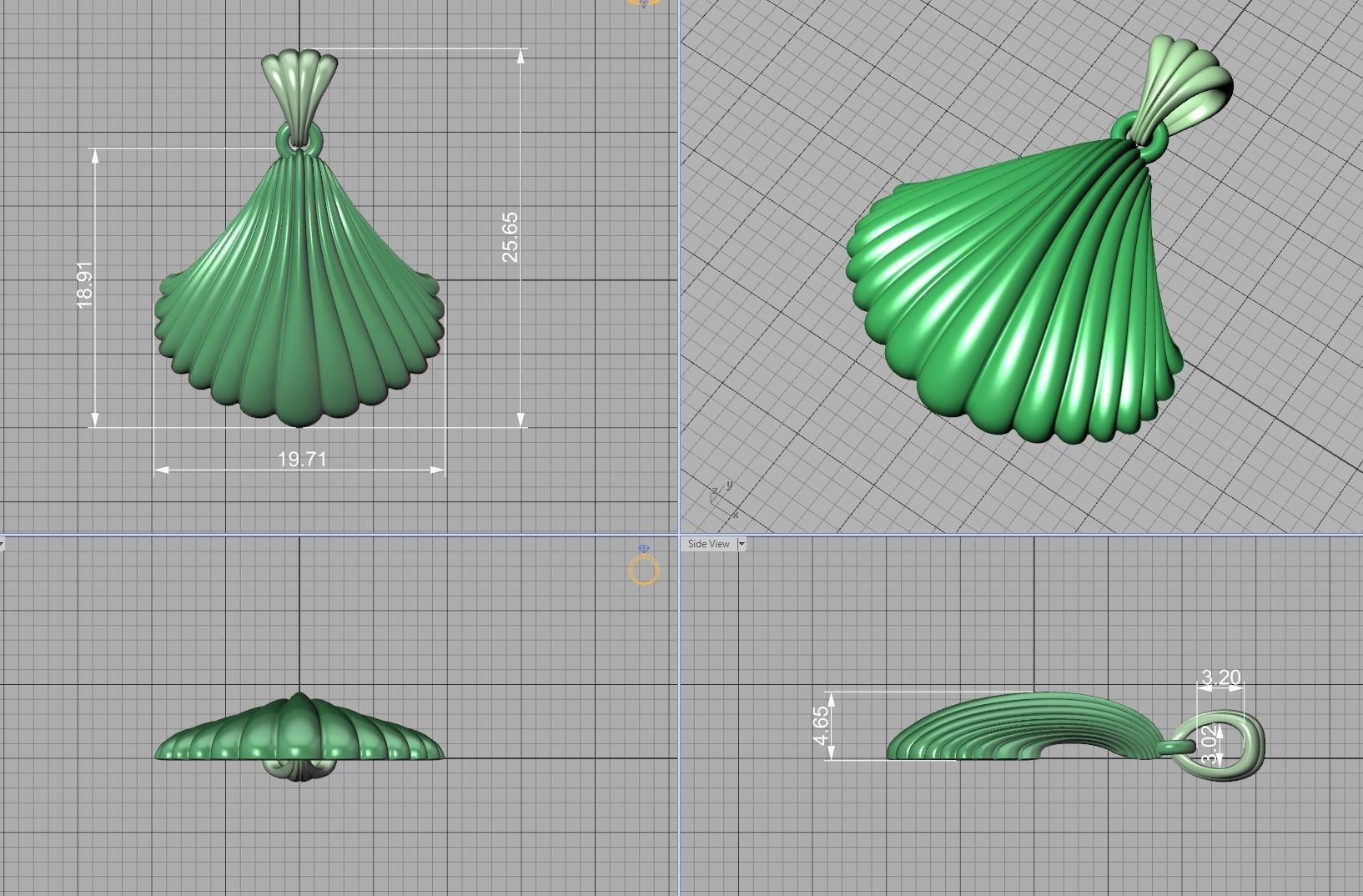Scallop Shell Pendant Nautical Jewelry Necklace 3D model 3D printable ...