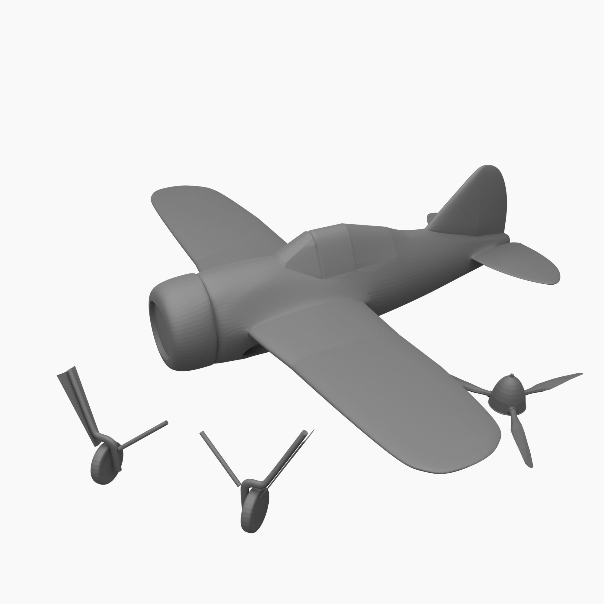 Brewster F2A Buffalo - 3D Print Ready simple 3D model 3D printable ...