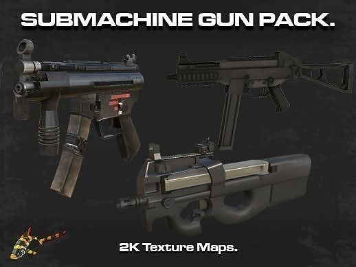 3D Model Collection SUBMACHINE GUN PACK VR / AR / low-poly | CGTrader