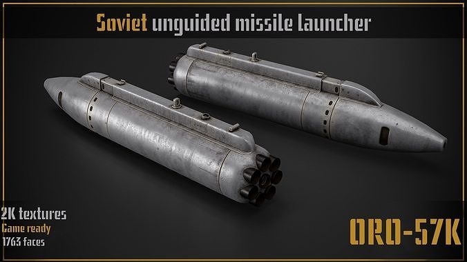 3D model Game ready ORO-57K launcher unguided rockets Low-poly 3D model ...