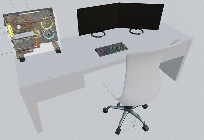 Workplace at the computer 3D model | CGTrader
