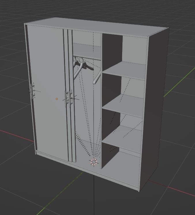 3D model Clothing Wardrobe with sliding doors VR / AR / low-poly | CGTrader