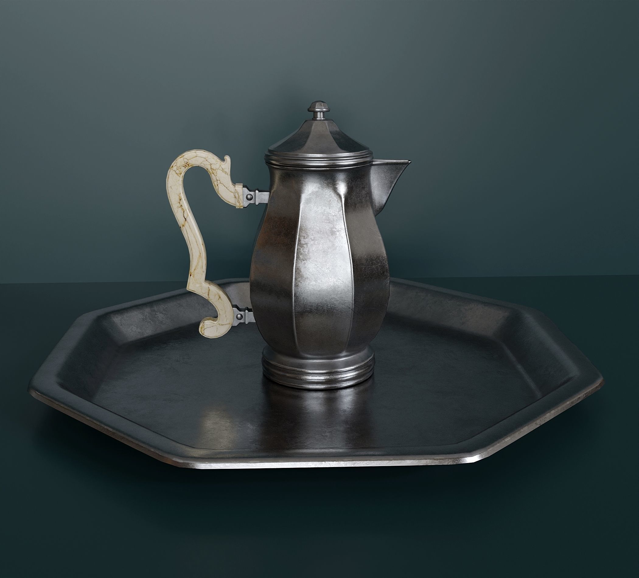 Antique silver tea set 3D model | CGTrader