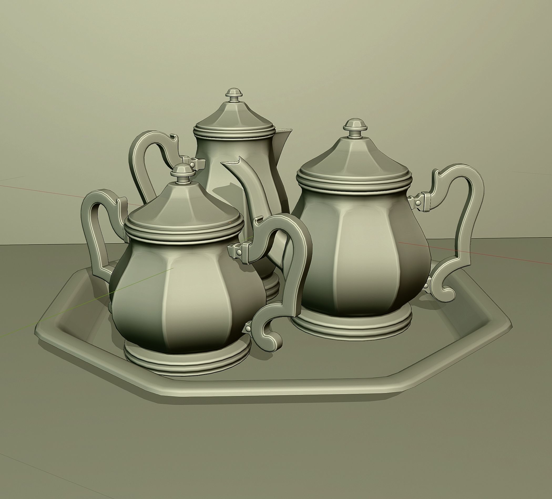 Antique silver tea set 3D model | CGTrader