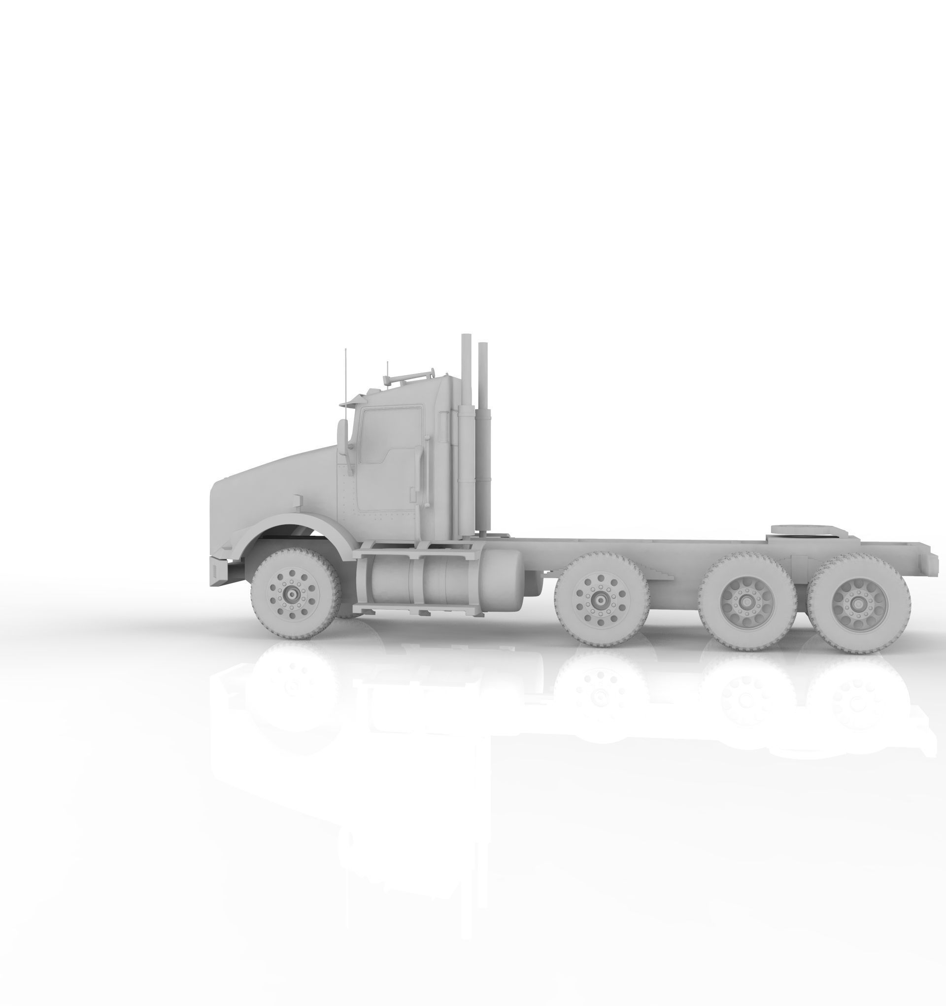 Kenworth T800 Chassis Truck 4axle 2005 3D model 3D printable | CGTrader