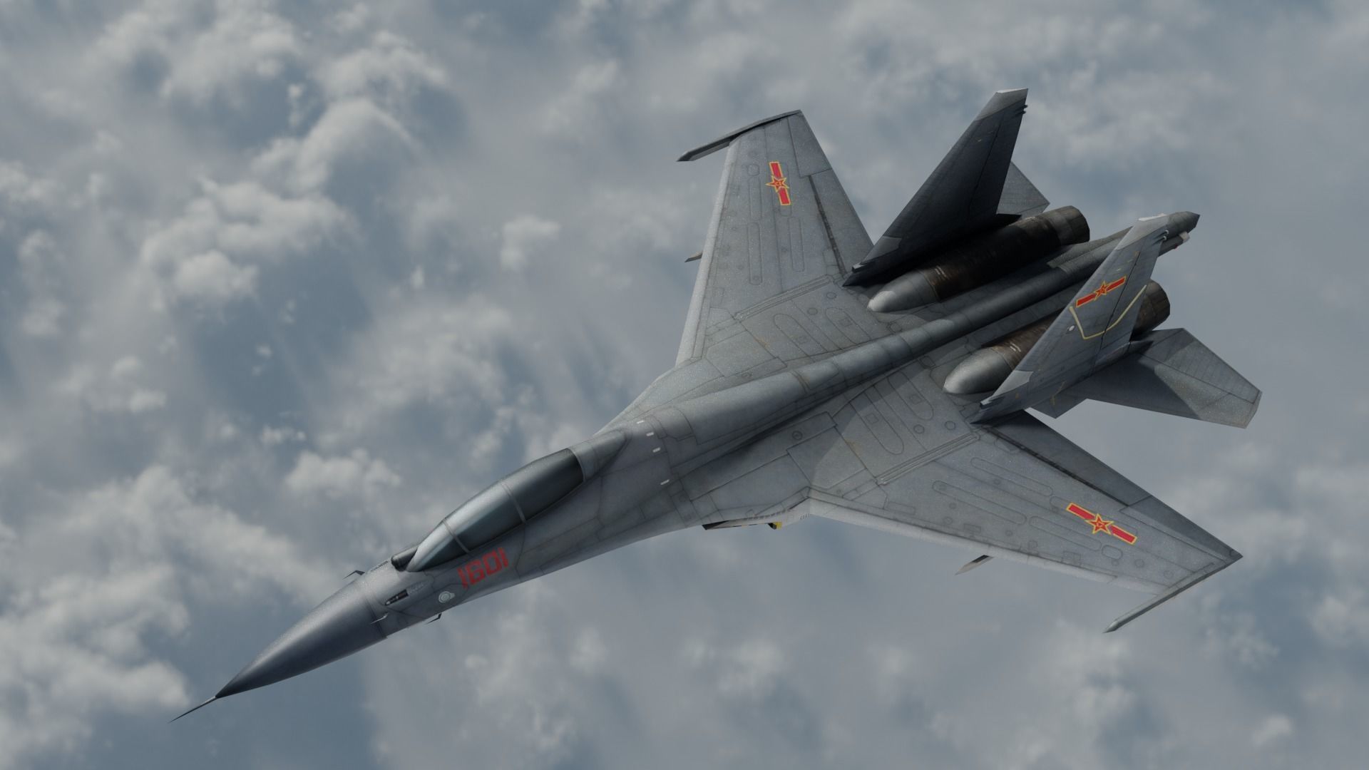 3D model Chinese J16 fighter jet Hand painted Low-poly game model VR ...