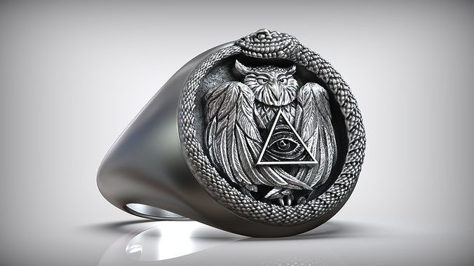 Snake Ouroboros Owl Eye Of Providence Masonic Symbol 3D model 3D ...